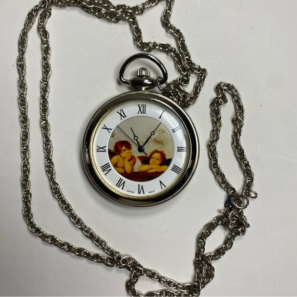 Accessories | Silver Pocket Watch With Cherub Design | Poshmark